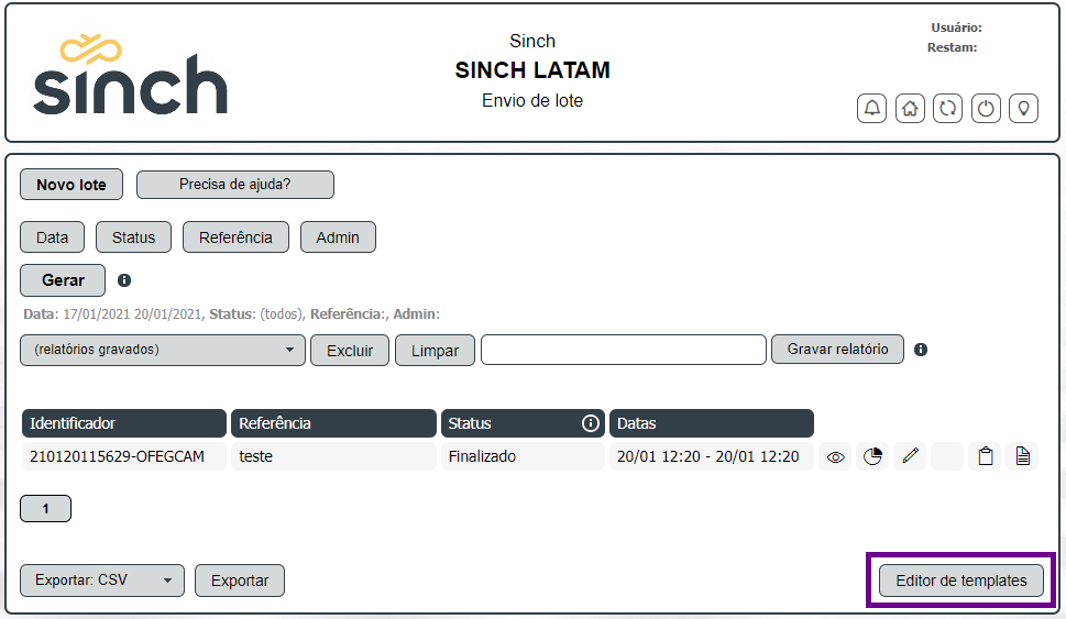 Como gravo um template – Sinch LATAM